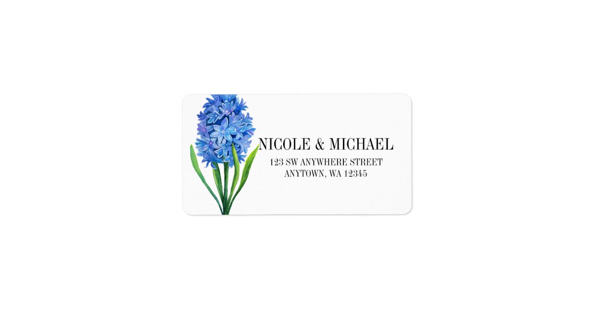 Trendy Flower Blue Hydrangea wedding Label | Zazzle