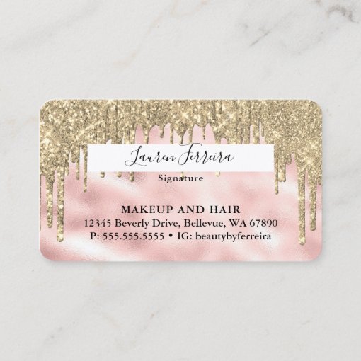 Trendy Girly Drips Pink Gold Faux Debit Card | Zazzle