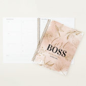 Trendy Girly Pink & Gold Girl Boss Name Planner | Zazzle