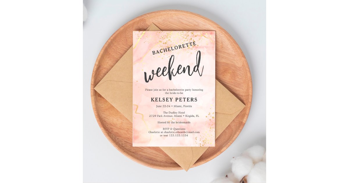Trendy Glam Chic Girly Bachelorette Weekend Invitation | Zazzle