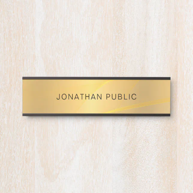 Trendy Glamour Gold Minimalist Template Elegant Door Sign | Zazzle