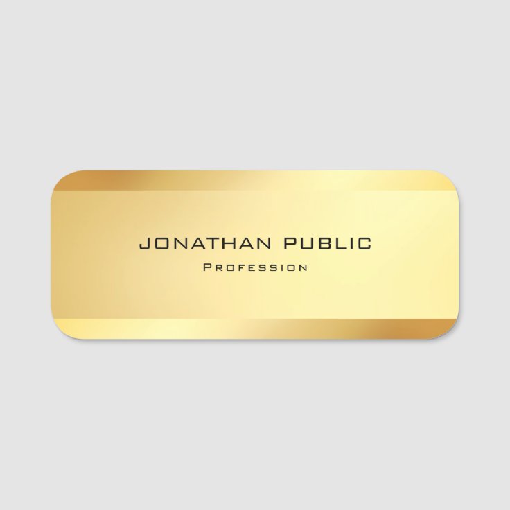 Trendy Glamour Gold Modern Simple Template Top Name Tag | Zazzle