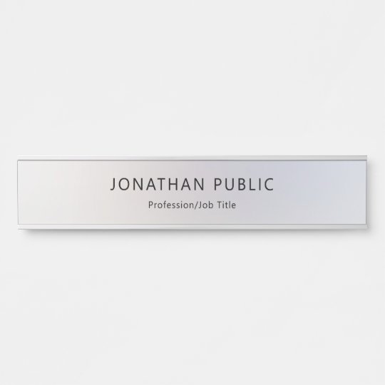 Trendy Glamour Silver Look Elegant Modern Template Door Sign | Zazzle.com