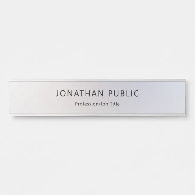 Trendy Glamour Silver Look Elegant Modern Template Door Sign | Zazzle