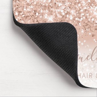 Trendy Glitter Blush Pink Rose Gold Makeup Hair Mouse Pad | Zazzle