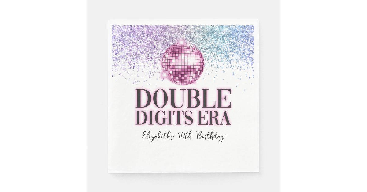 Trendy Glitter Disco Double Digits Era Paper Napkins | Zazzle