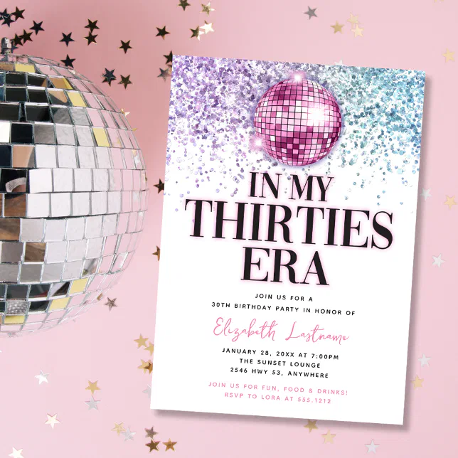 Trendy Glitter Disco Thirties Era 30th Birthday Invitation | Zazzle