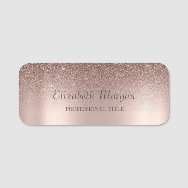 Trendy Glitter Drips,Rose Gold Name Tag | Zazzle