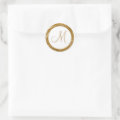 Trendy Glitter Monogram Stickers:Gold Classic Round Sticker | Zazzle