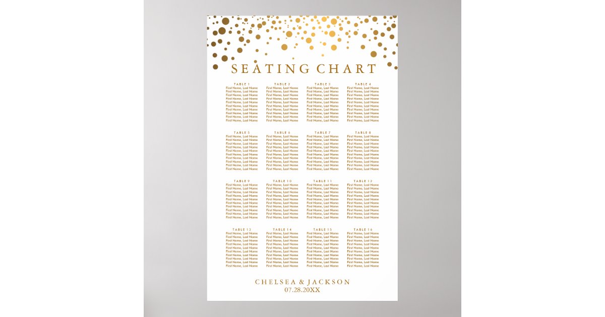 Trendy Gold Dots - Seating Chart | Zazzle