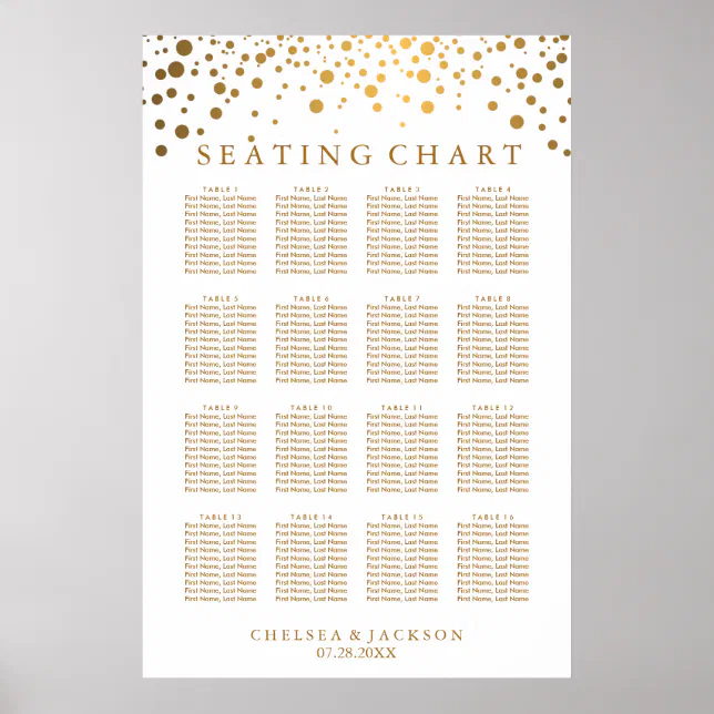 Trendy Gold Dots - Seating Chart | Zazzle