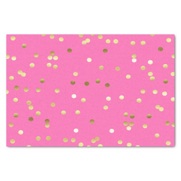 Trendy Gold Foil Confetti Hot Pink Tissue Paper | Zazzle