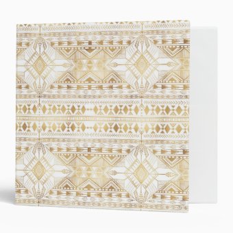 Trendy Gold Geometric Tribal Aztec Pattern 3 Ring Binder | Zazzle