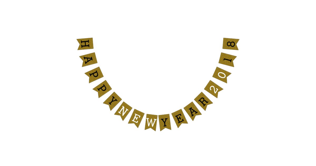 Trendy Gold Glitter Happy New Year Bunting Flags | Zazzle