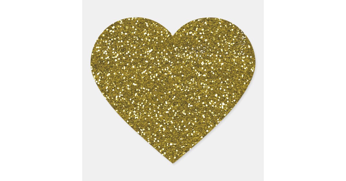 Trendy Gold Glitter Heart Sticker | Zazzle