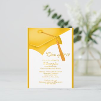 Trendy Gold Grad Cap Graduation Party Invitation | Zazzle