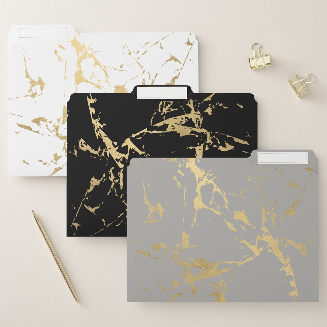 Trendy Gold Marble Pattern File Folder | Zazzle