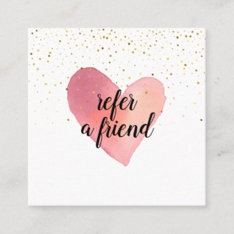 Trendy Gold Sprinkles Heart Referral Card | Zazzle