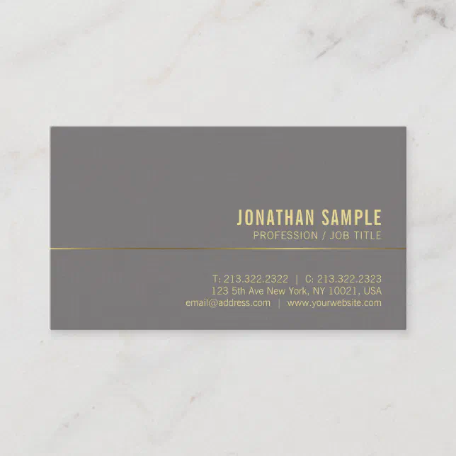 Trendy Gold Text Chic Professional Design Deluxe Business Card | Zazzle
