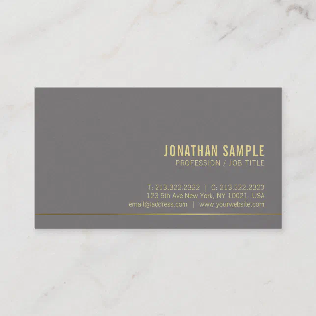 Trendy Gold Text Elegant Design Modern Plain Luxe Business Card | Zazzle