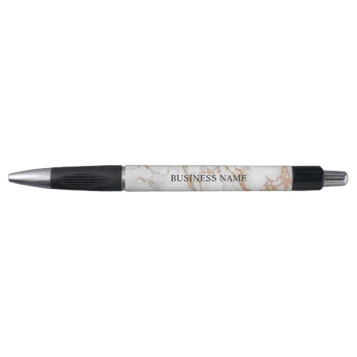 Trendy Gold & White Marble Modern Promotional Pen | Zazzle