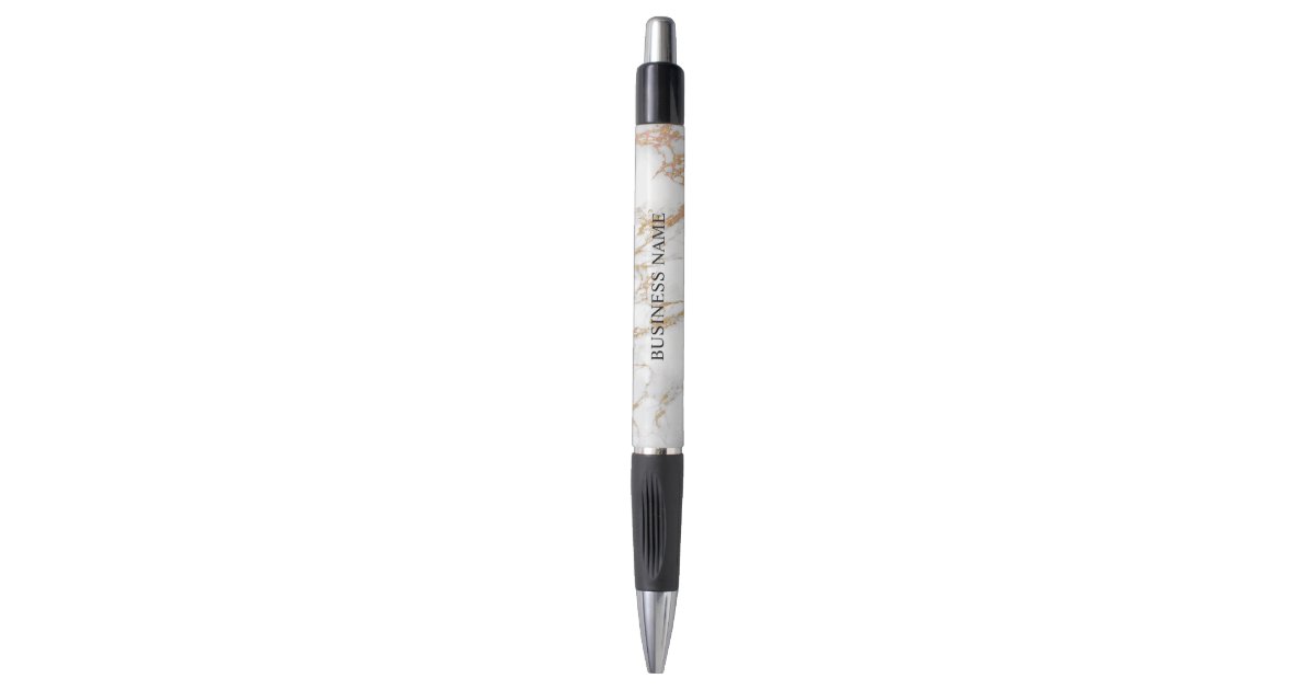 Trendy Gold & White Marble Modern Promotional Pen | Zazzle