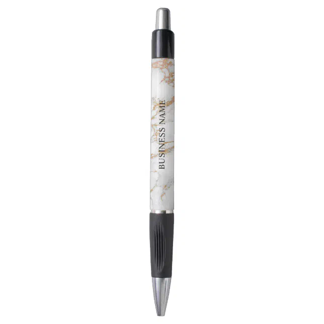 Trendy Gold & White Marble Modern Promotional Pen | Zazzle