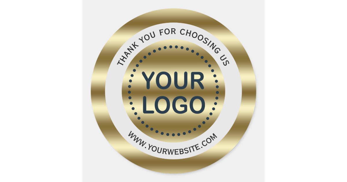 Trendy Golden Waves Gradient Your Logo Slogan Classic Round Sticker ...