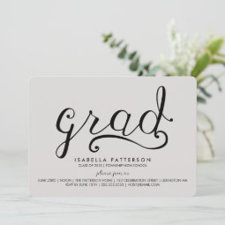 Trendy Grad Gray Graduation Invitation | Zazzle