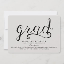Trendy Grad Gray Graduation Invitation | Zazzle