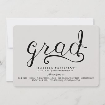 Trendy Grad Gray Graduation Invitation | Zazzle