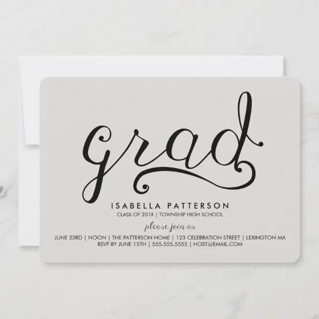 Trendy Grad Gray Graduation Invitation | Zazzle