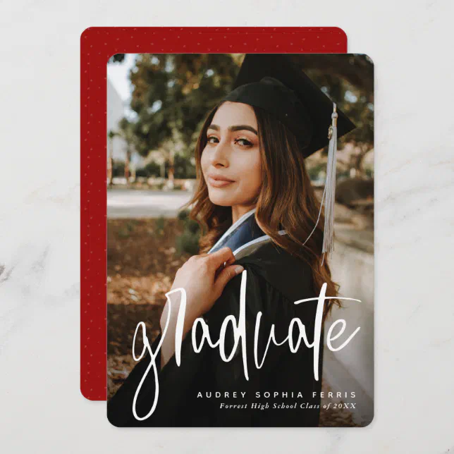 Trendy graduate vertical graduation announcement | Zazzle
