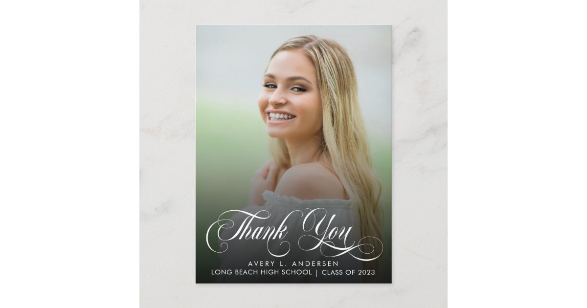 Trendy Graduation Calligraphy Thank You Card | Zazzle