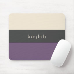Trendy Grape Color Block Pattern with Name Mouse Pad | Zazzle