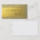 Trendy Greek Key Diagonal | gold foil grey Business Card | Zazzle