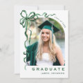 Trendy Green Bow Ribbon 2 PHOTO Graduation Party Invitation | Zazzle