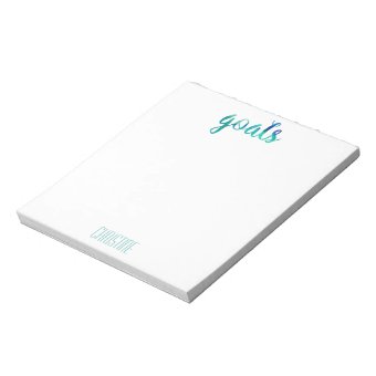 Trendy Green Watercolor Goals Personalized Stylish Notepad | Zazzle