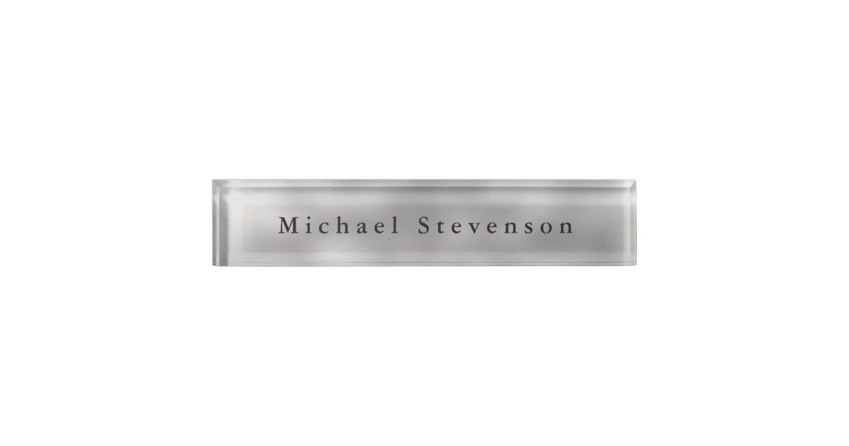 Trendy Grey Modern Design Unique Personal Name Plate | Zazzle