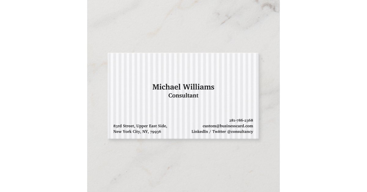 Trendy Grey Stripes Geometric Pattern Modern Chic Business Card | Zazzle