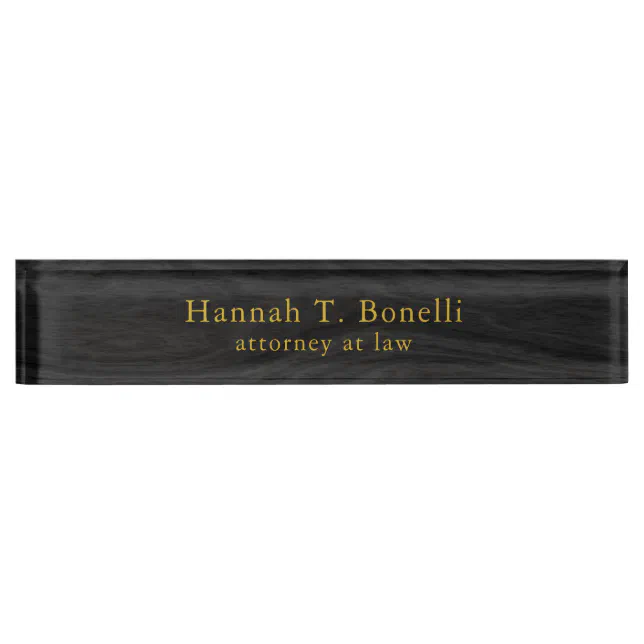 Trendy Grey Wood Gold Design Plain Professional Desk Name Plate | Zazzle