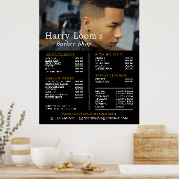 Trendy Hair Cut, Men's Barbers Price List Poster | Zazzle