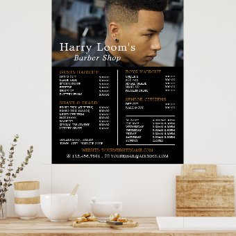Trendy Hair Cut, Men's Barbers Price List Poster | Zazzle