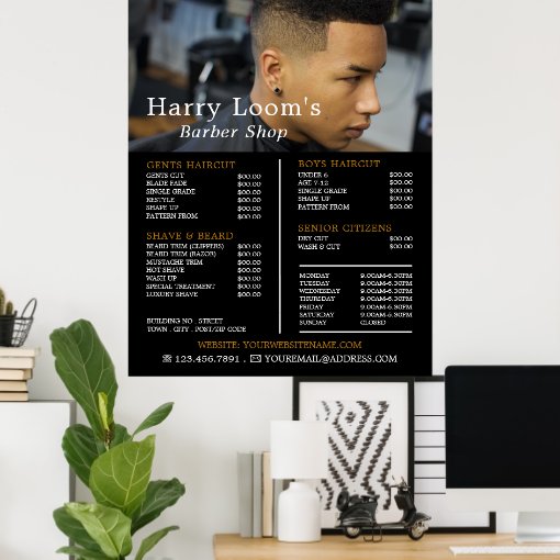 Trendy Hair Cut, Men's Barbers Price List Poster | Zazzle
