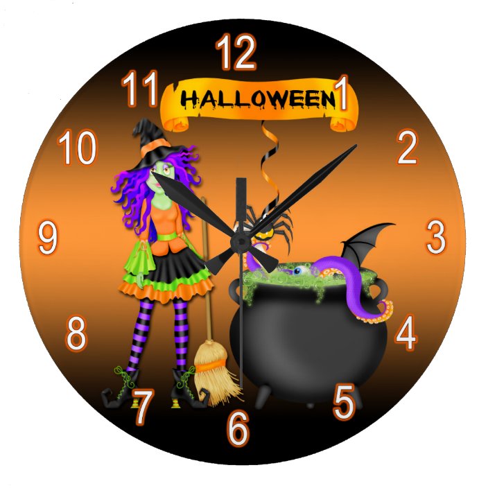 Trendy Halloween Witch Cauldron Round Wall Clock | Zazzle.com