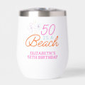 Trendy Hand Drawn Doodle 50th Beach Birthday Thermal Wine Tumbler | Zazzle