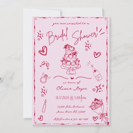 Trendy Hand Drawn Scribble Fun Bridal Shower Invitation | Zazzle