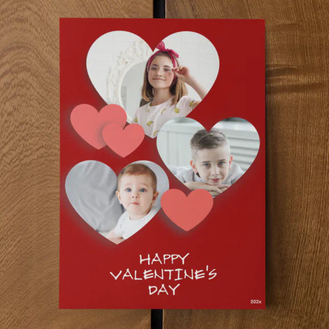 Trendy Heart Photo Collage Red Greeting Card | Zazzle