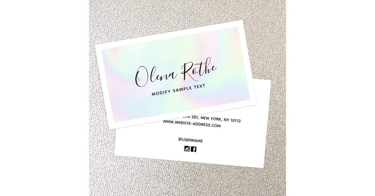 Trendy Holographic Signature Script Professional Calling Card | Zazzle