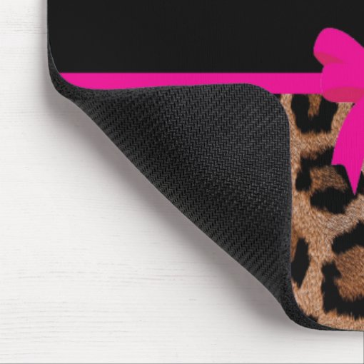 Trendy Hot Pink and Black Leopard Bow Mouse Pad | Zazzle
